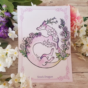 Stock Dragon - A5 Print - Art Print - Dragons - Plant Dragons - Flower ...
