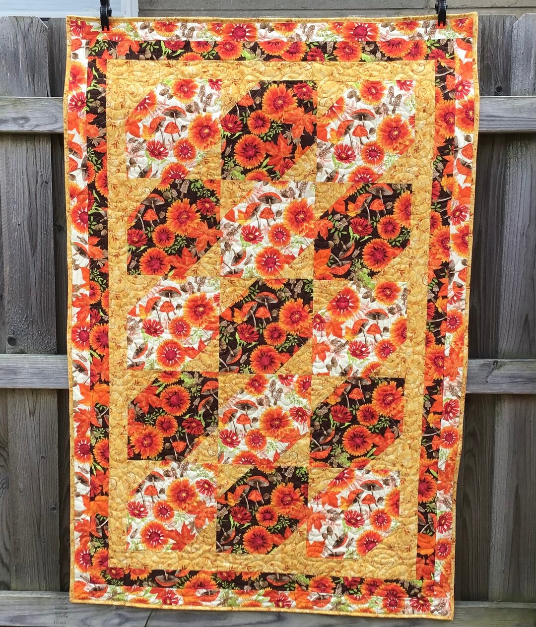 Handmade Fall Lap Quilt Frolic Forest Lap Quilt Autumn Lap Quilt Backed ...