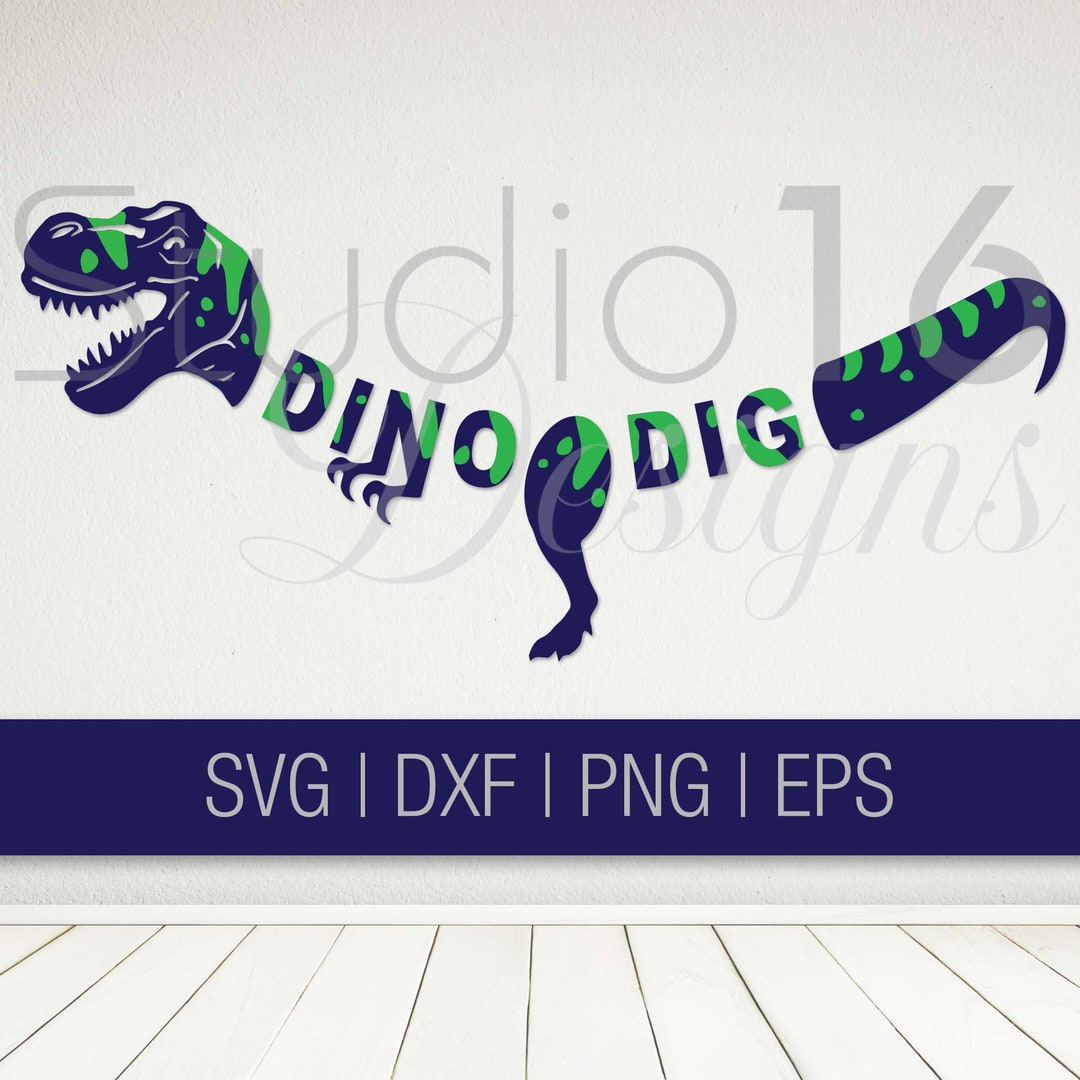 Dino Dig Banner SVG, T-rex Birthday Banner, Dinosaur-theme Party ...