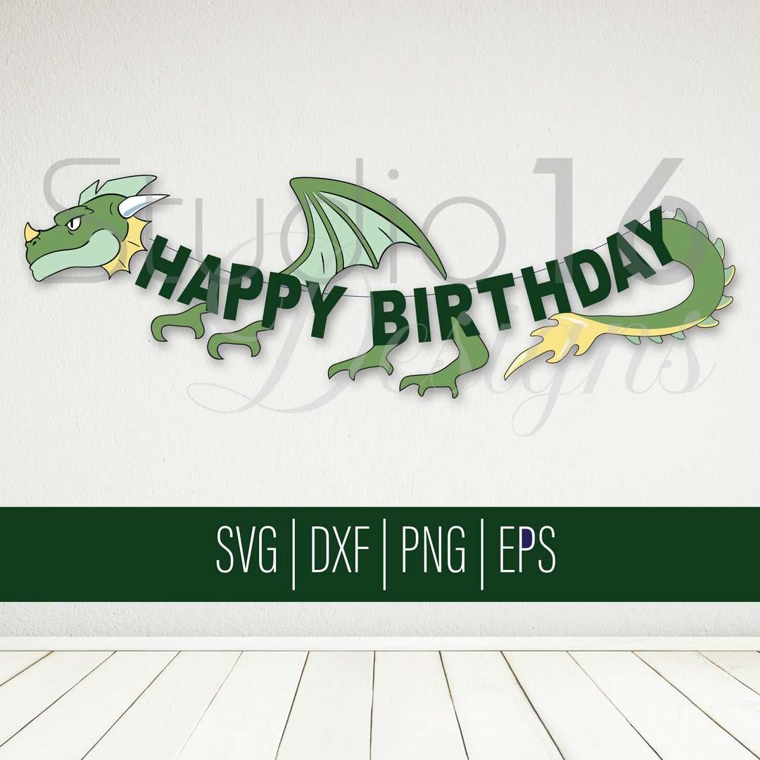 Dragon Banner SVG, Dragon Birthday Banner, Dragon-theme Party ...