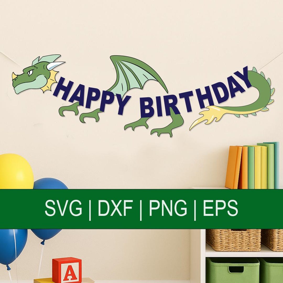 Dragon Banner SVG, Dragon Birthday Banner, Dragon-theme Party ...