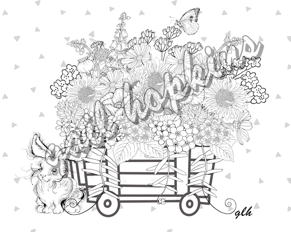 Digital Download Coloring Page Rustic Wagon With Wildflowers - Etsy UK