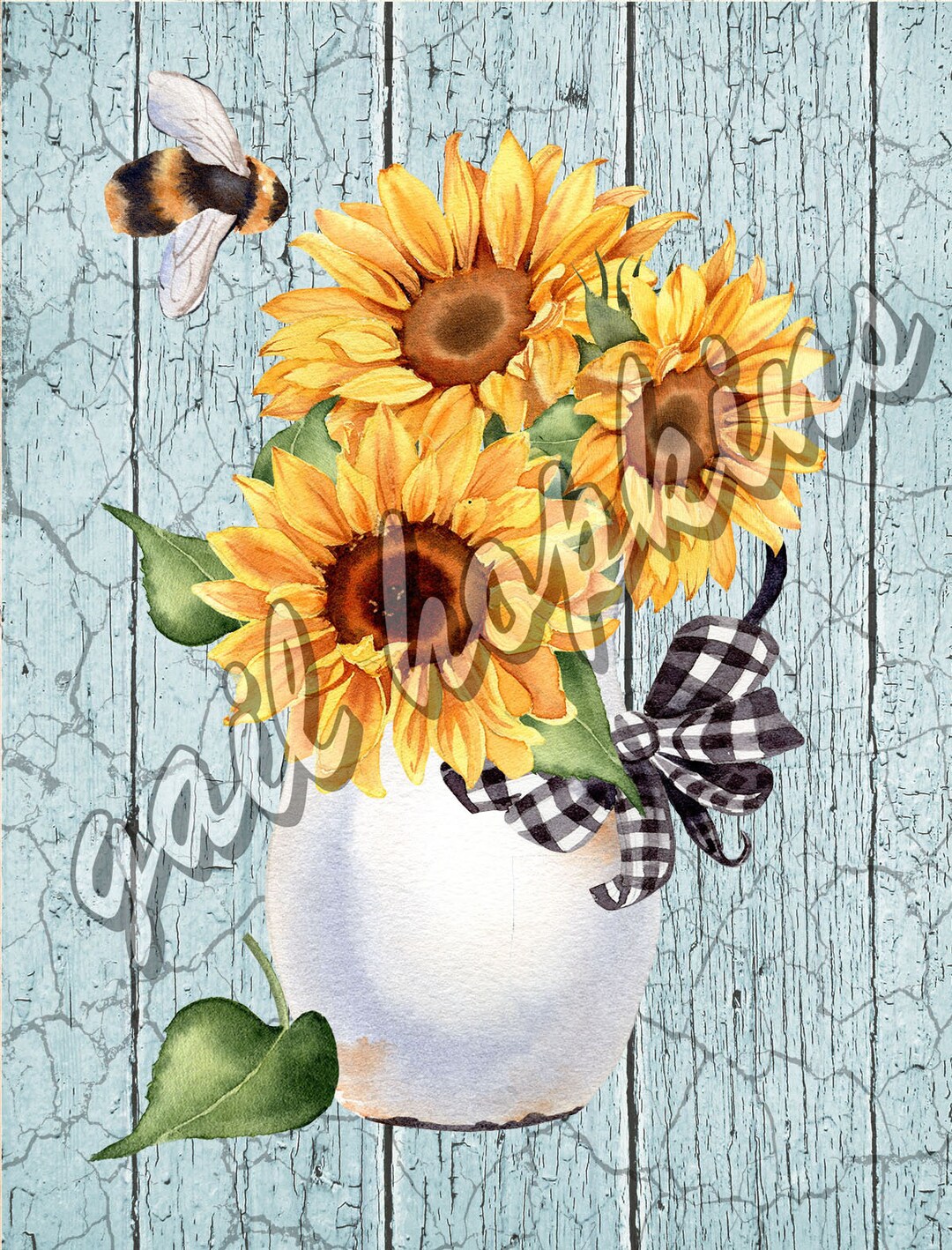 Farmhouse Sunflowers Digital Cards. Vintage Items With Sunflower ...