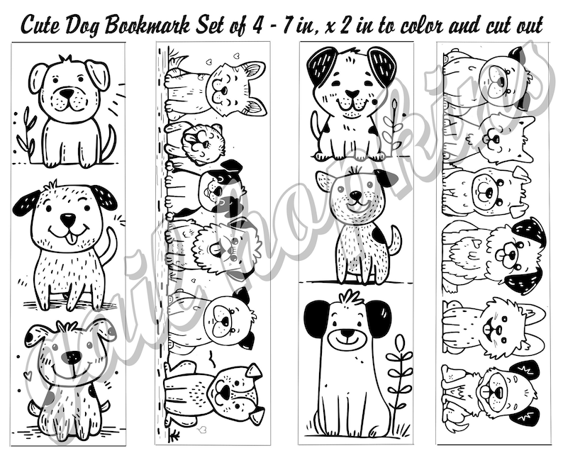 Cute Puppy Coloring Bookmarks Set (digital Download) - Etsy
