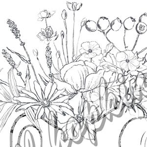 Wildflower Coloring Page. Country Crock Overflowing With Wildflowers to ...