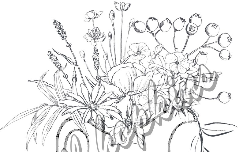 Wildflower Coloring Page. Country Crock Overflowing With Wildflowers to ...