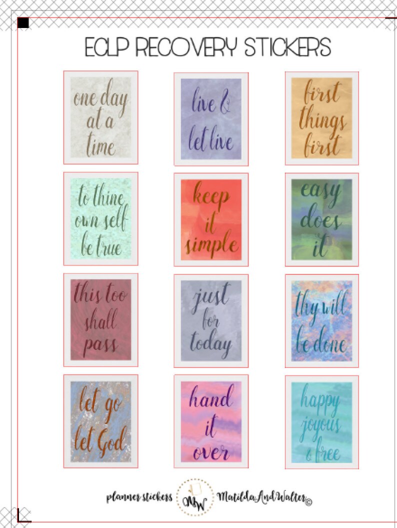 Recovery PRINTABLE Stickers for Your Big Book AA Slogans 12 | Etsy