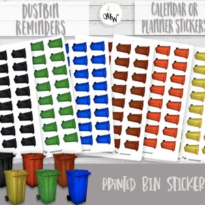 Mini Dustbin Stickers | Wheelie Bin Day Stickers | Trash Can Stickers ...
