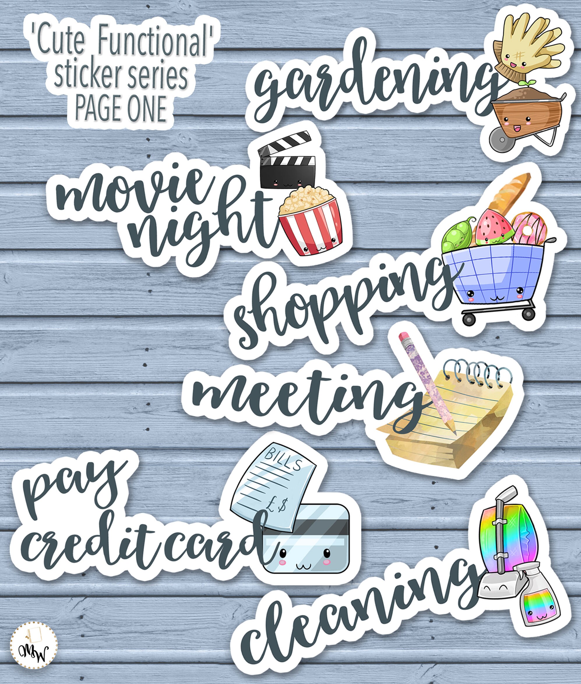 Back to School Sticker Cute Kawaii Planner Stickers Script | Etsy