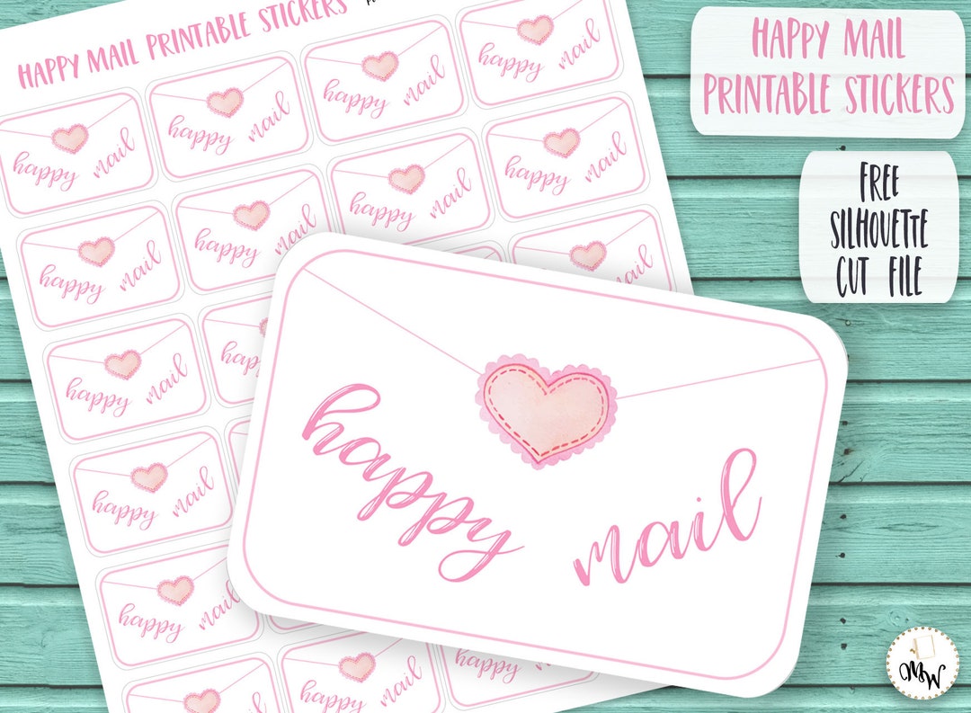 PRINTABLE Happy Mail Stickers, Mini Envelopes for Etsy Sales, Wedding ...