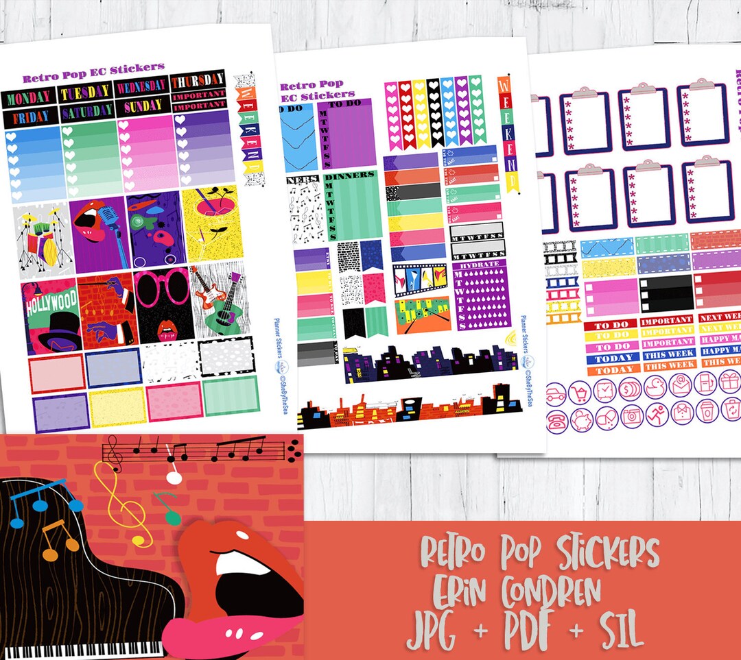 Retro Pop Planner Kit, Vertical Sheets (printable), Perfect for a 1970 ...