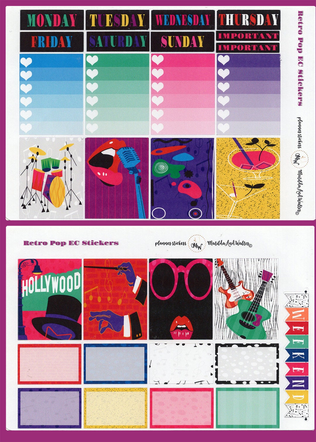 Retro Vertical Kit, Choose From Happy Planner or Erin Condren Size ...