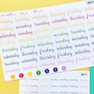 Days of the Week 29mm Script Stickers Monday to Sunday Labels for ...