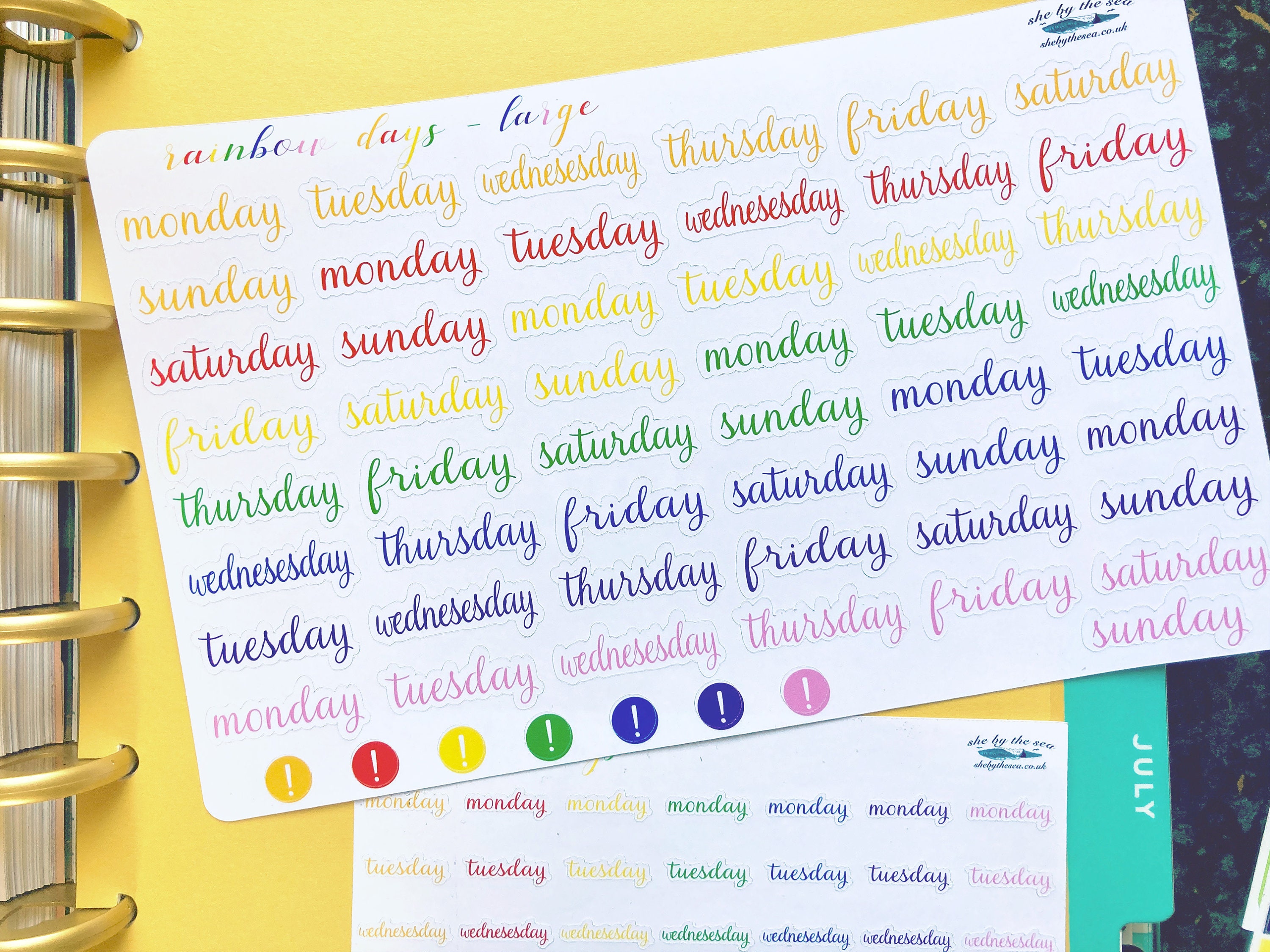 Days of the Week 29mm Script Stickers - Monday to Sunday Labels for ...
