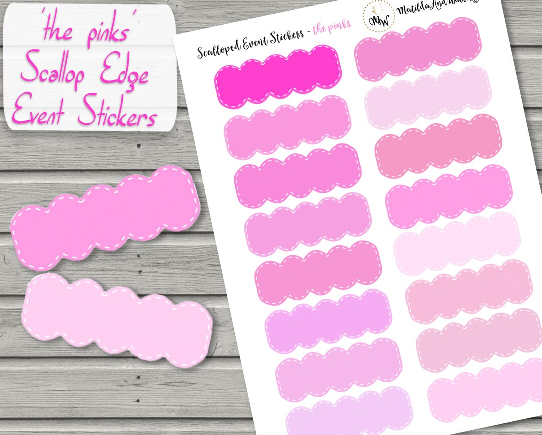 Scallop Quarter Boxes With Pink Shades & Stitch Edging, Colour Coded ...
