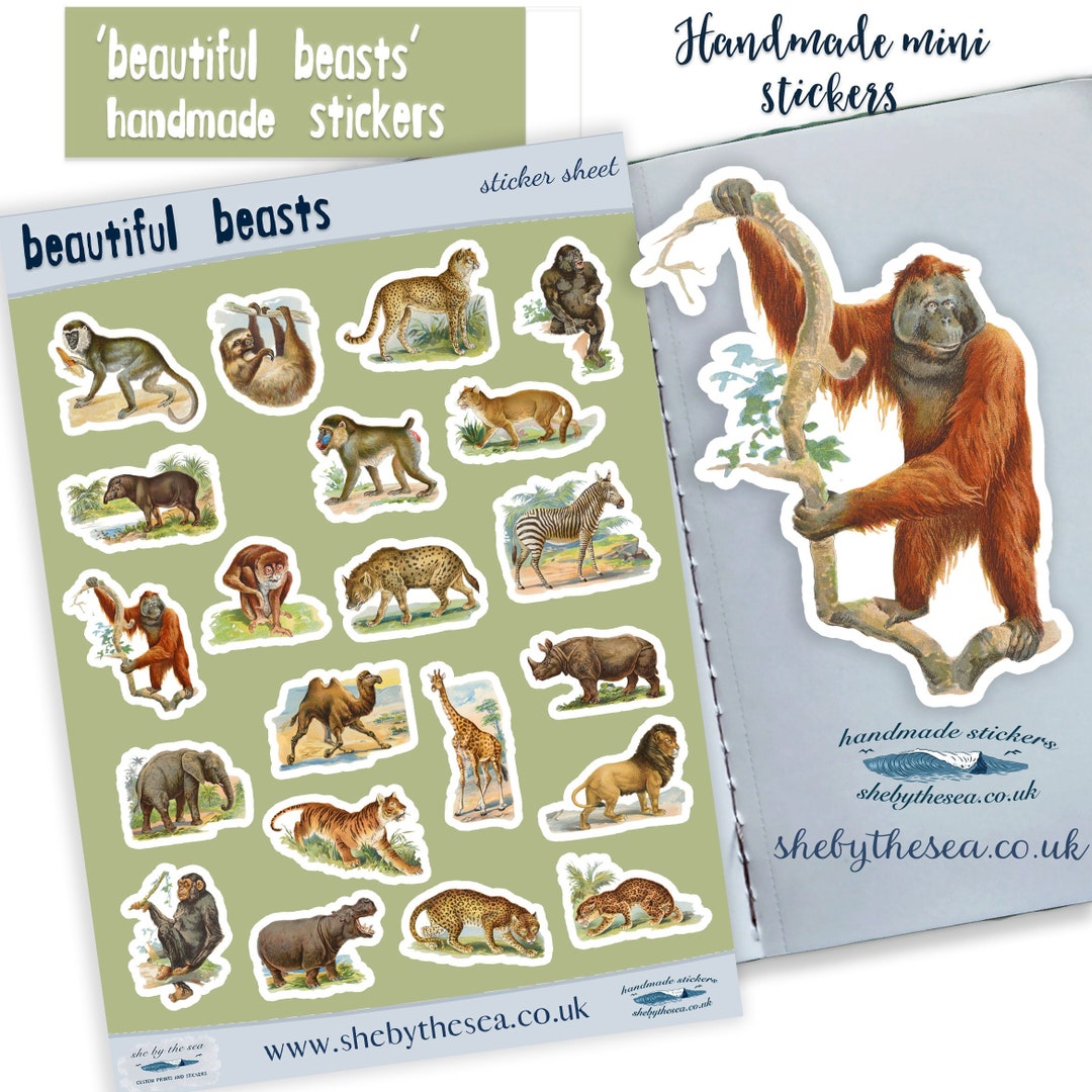 Safari Animal Sticker Sheet. Mini Stickers of Wild Animals Perfect for ...