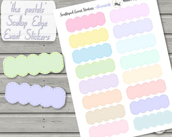 Pastel Scallop Event Stickers, Vertical Planning, Functional Date ...