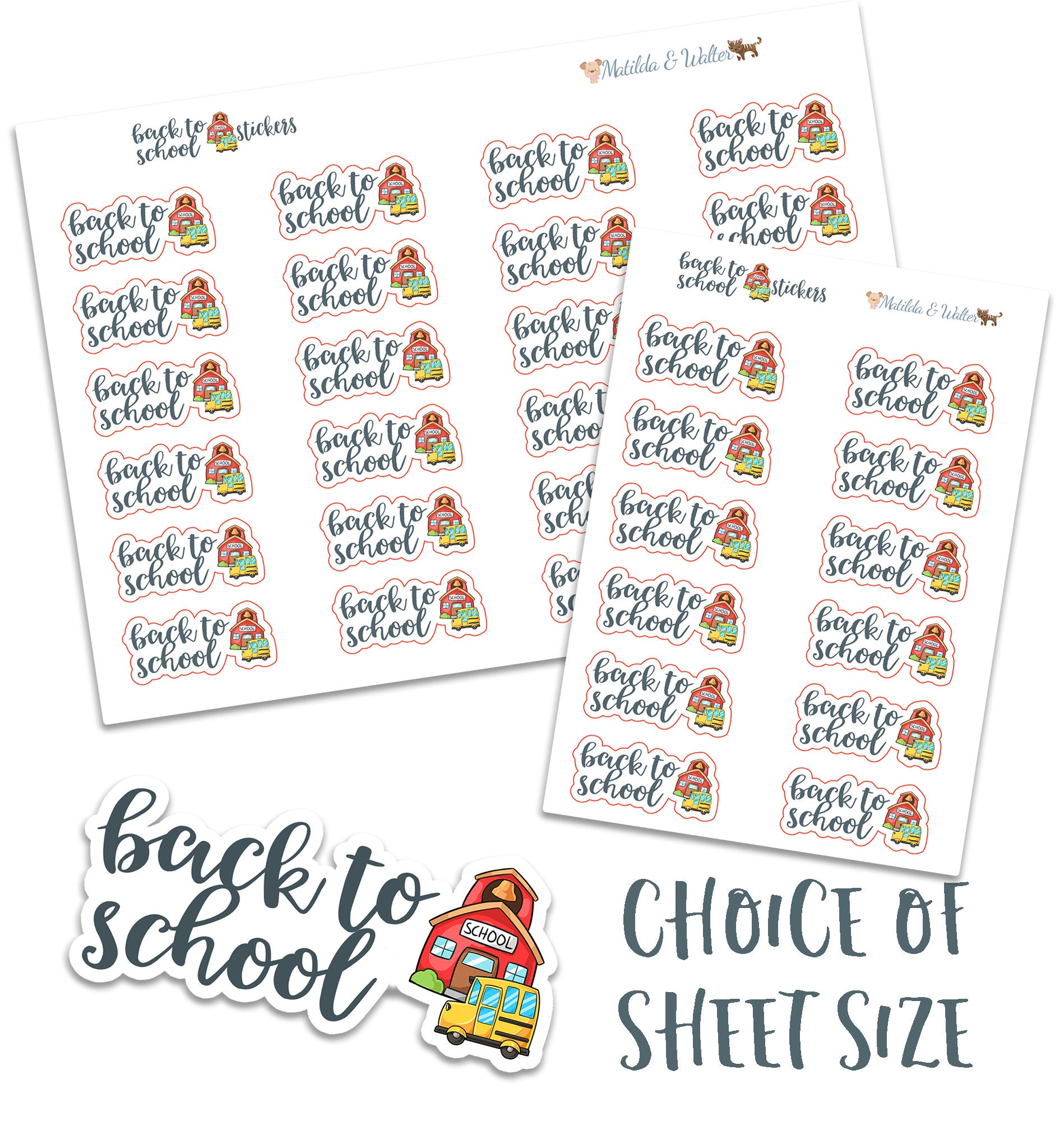 Back to School Sticker Cute Kawaii Planner Stickers Script | Etsy