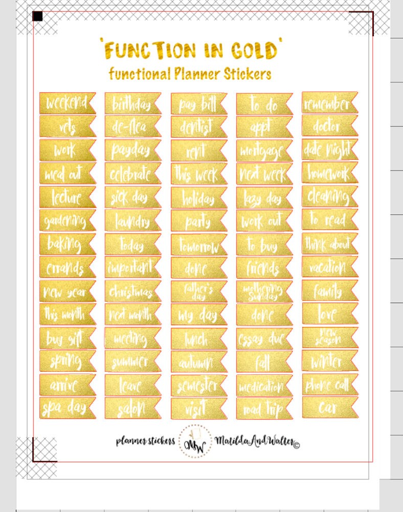 Functional Gold Stickers | PRINTABLE Planner Flags | Gold Planner Flags ...