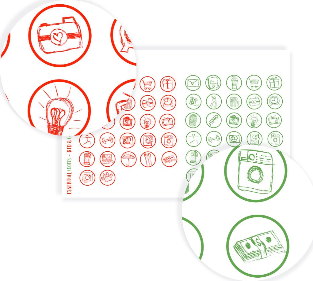 Functional Icon Stickers | PRINTABLE Icons Planner Stickers | Printable ...