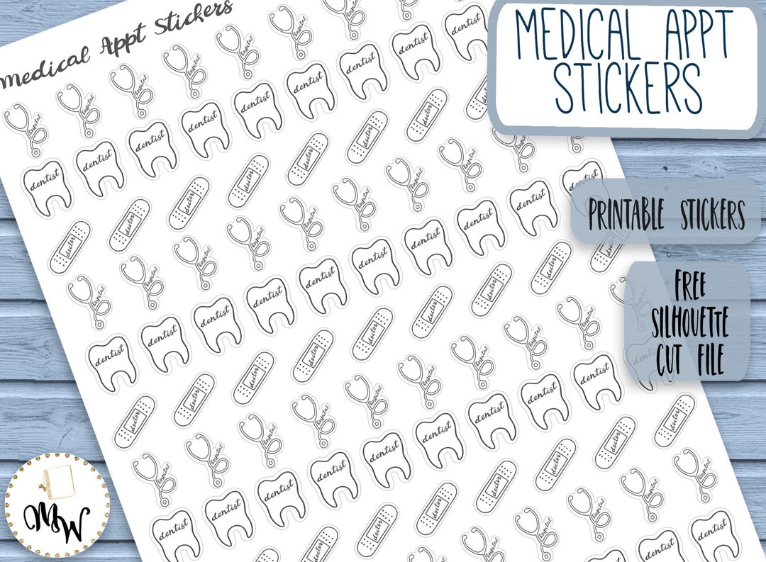 Doctor Dentist Hospital Stickers | Medical Appt PRINTABLE Stickers ...