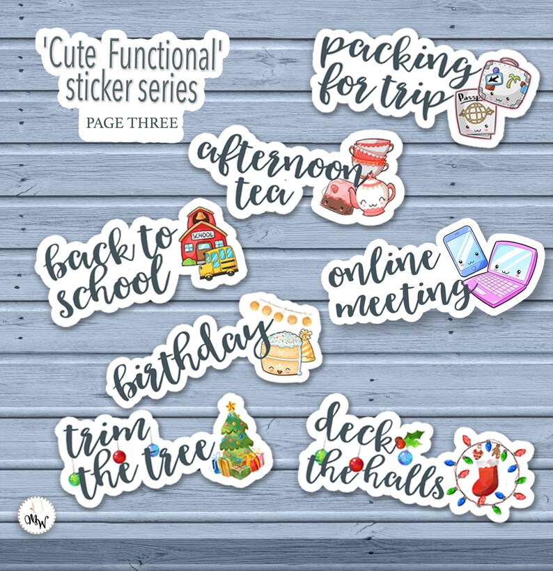 Back to School Sticker Cute Kawaii Planner Stickers Script | Etsy