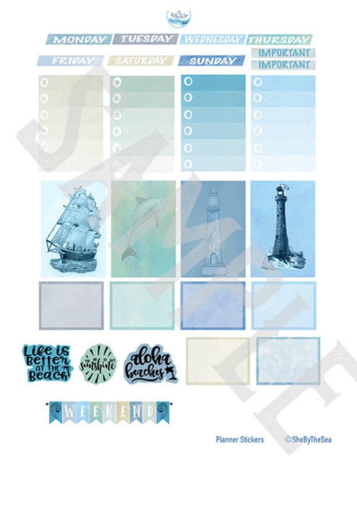 Coastal Mambi Stickers Happy Planner Weekly Kit Create 365 | Etsy