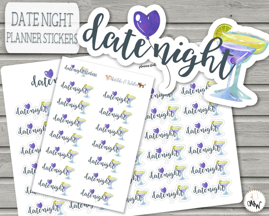 Date Night Planner Stickers | Script Deco BUJO Stickers | Stickers for ...