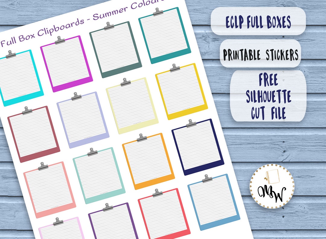 Mini Clipboard Printable Stickers - Bright Summer Coloured Decorative ...