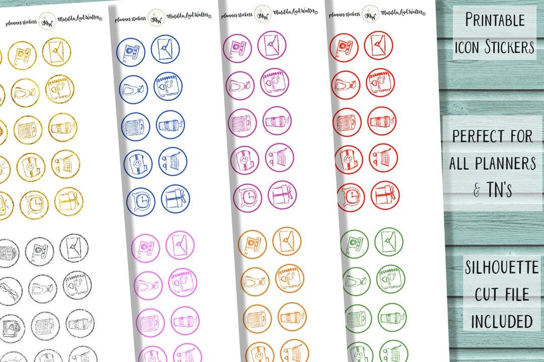 Functional Icon Stickers PRINTABLE Icons Planner Stickers ECLP ...