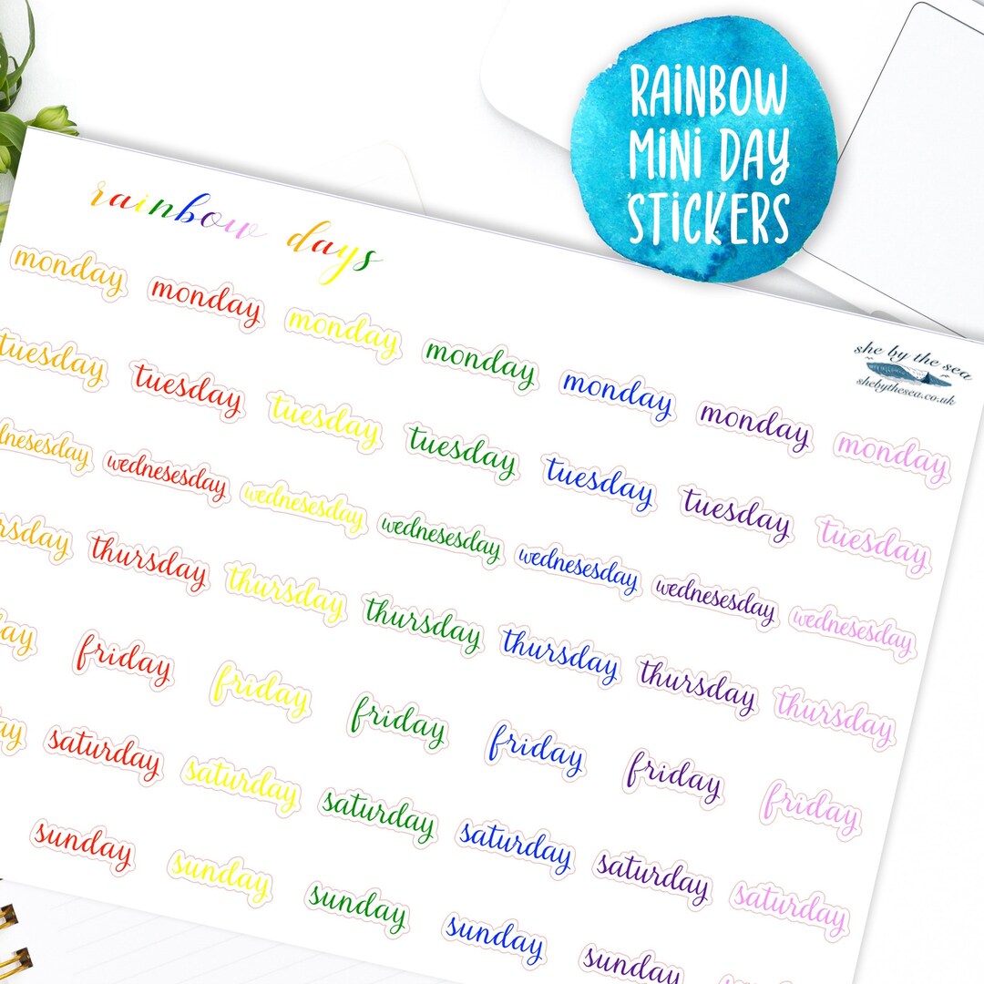 Mini Days of the Week Script Stickers - Monday to Sunday Labels for ...