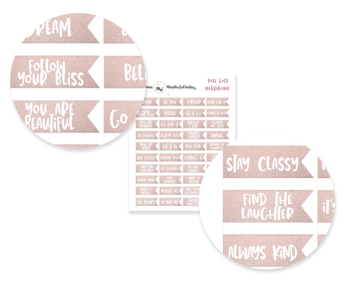 Rose Gold PRINTABLE Stickers Motivational Planner Stickers - Etsy