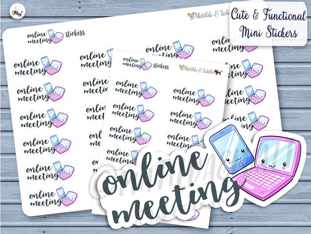 Online Meeting Sticker | Zoom Diary Reminder | Script & Icon Kawaii ...
