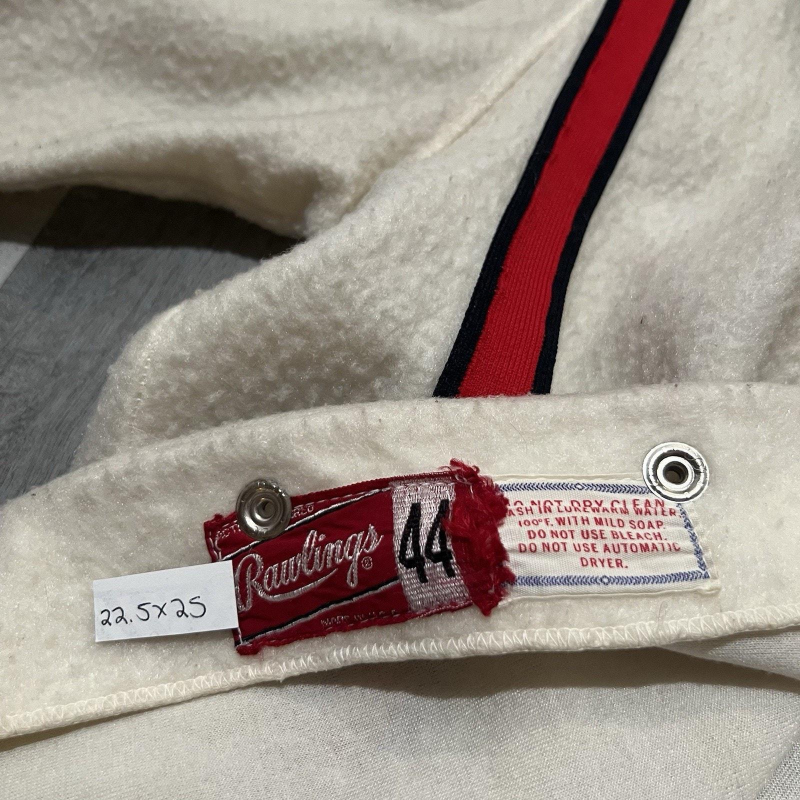 VTG 40s 50s RAWLINGS Knitwear Snap Front Warm-up Fleece Striped Bomber ...