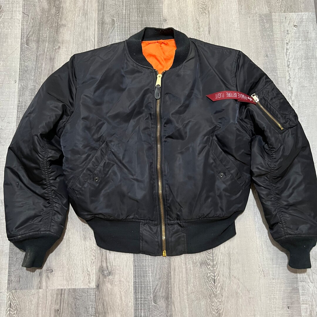Vintage Alpha Industries MA-1 Flyer USAF MIL-J-82790J Black - Etsy