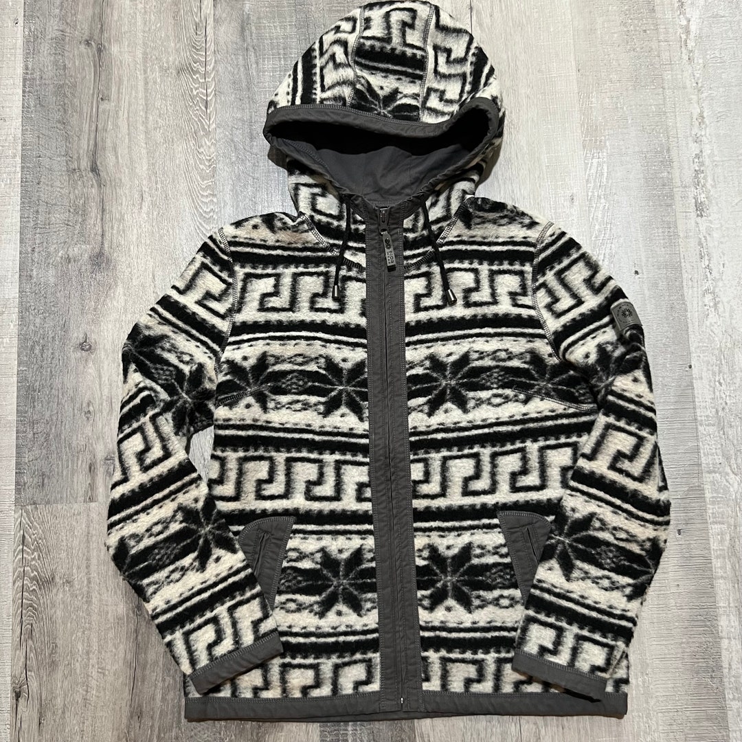 Norwear Full Zip Wool Black/white Aztec Striped Norway Winter Snowflake ...