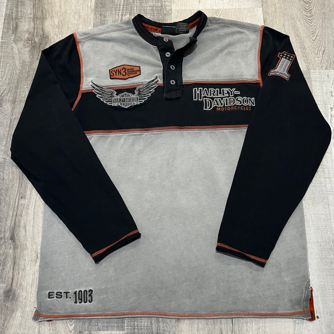Vintage Harley Davidson Syn 3 Engine Grey Long Sleeve 1 Biker - Etsy