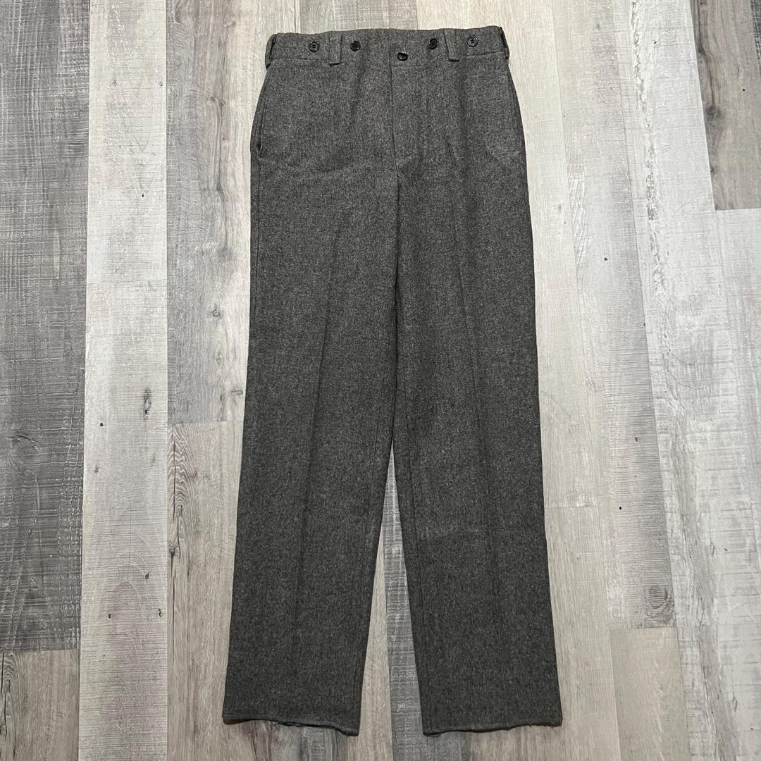 Vintage Woolrich Malone Light Grey Heavy Wool Hunting Suspender Outdoor ...