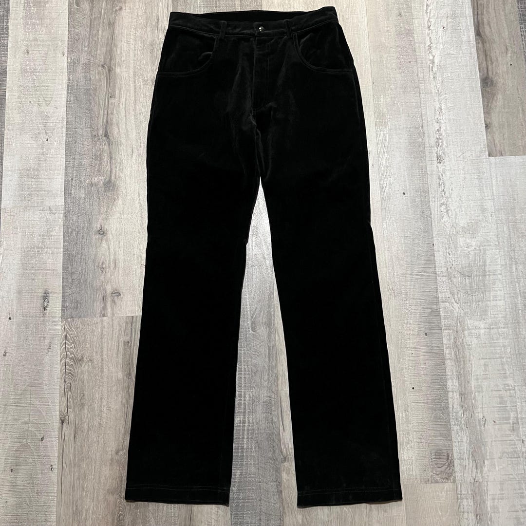 VTG Shrine of Hollywood Pants Black Velvet Goth Vampire Fetish Straight ...