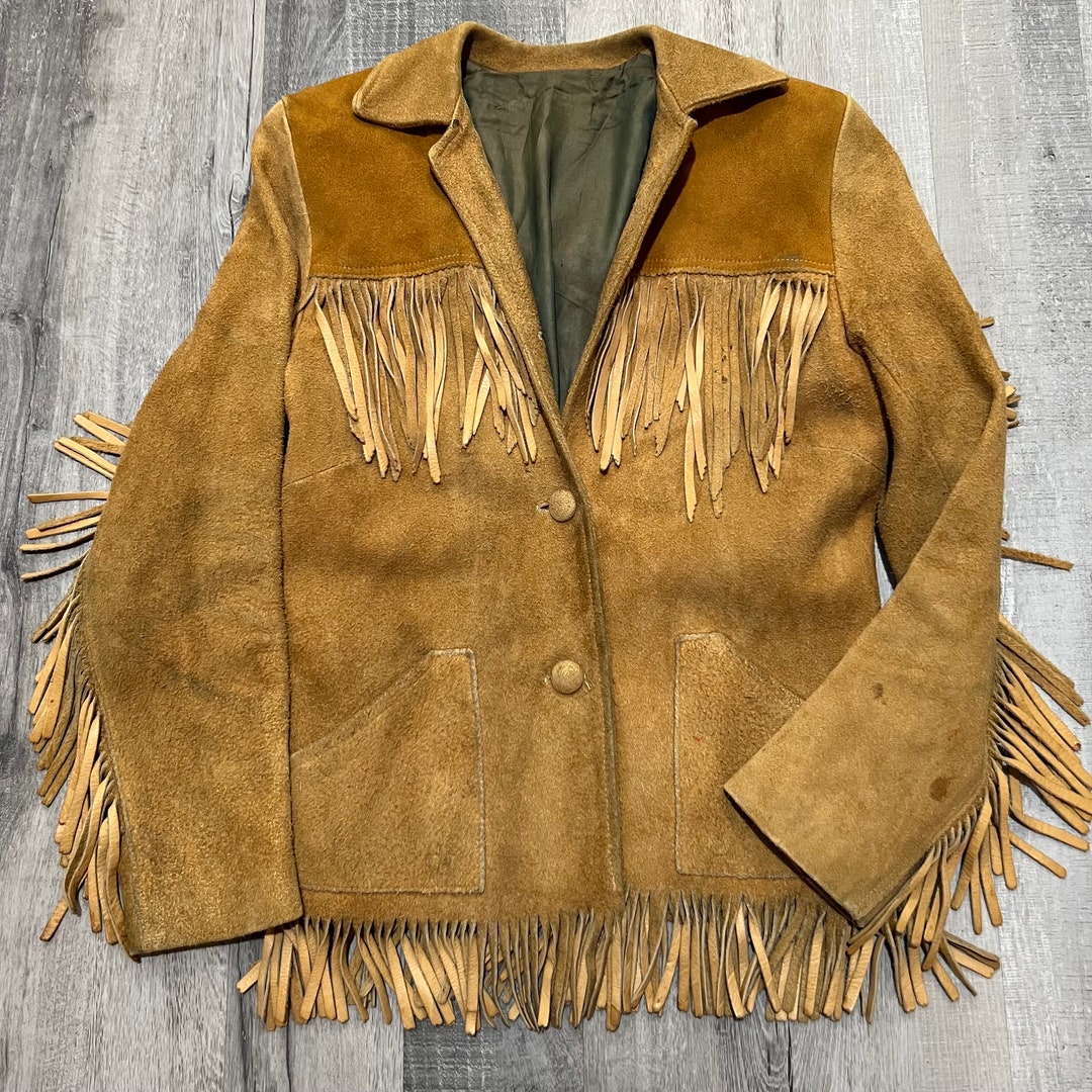 Vtg 60s 70s Brown Suede Western Coat Fringe Hippie Boho Womans Leather ...