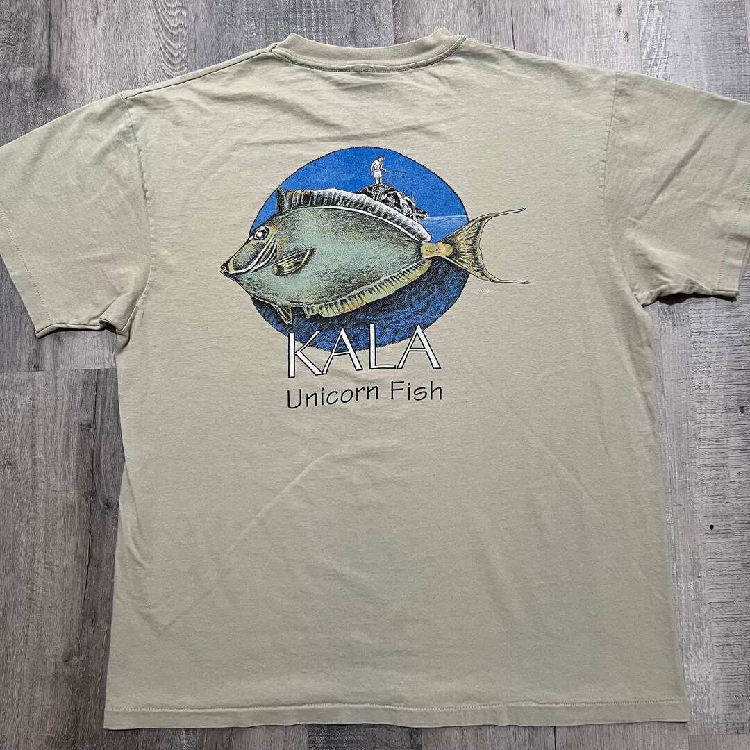 VTG Lawai'a Beige KALA Unicorn Fish Hawaiian Fishing Oceanic Fisherman ...