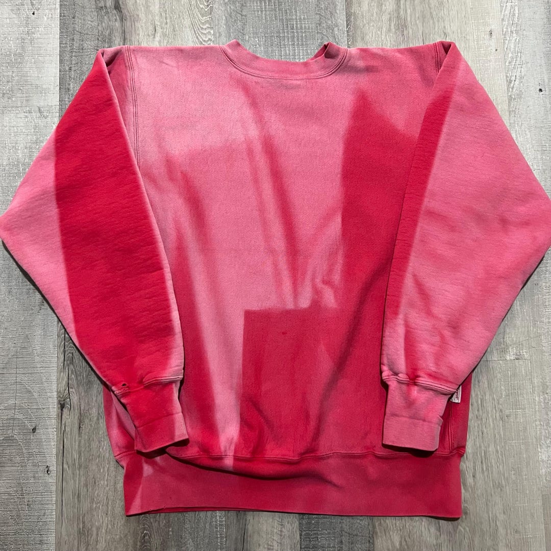 VTG Kellsport Reverse Weave 90s Sun Faded Distressed Red Crewneck USA ...