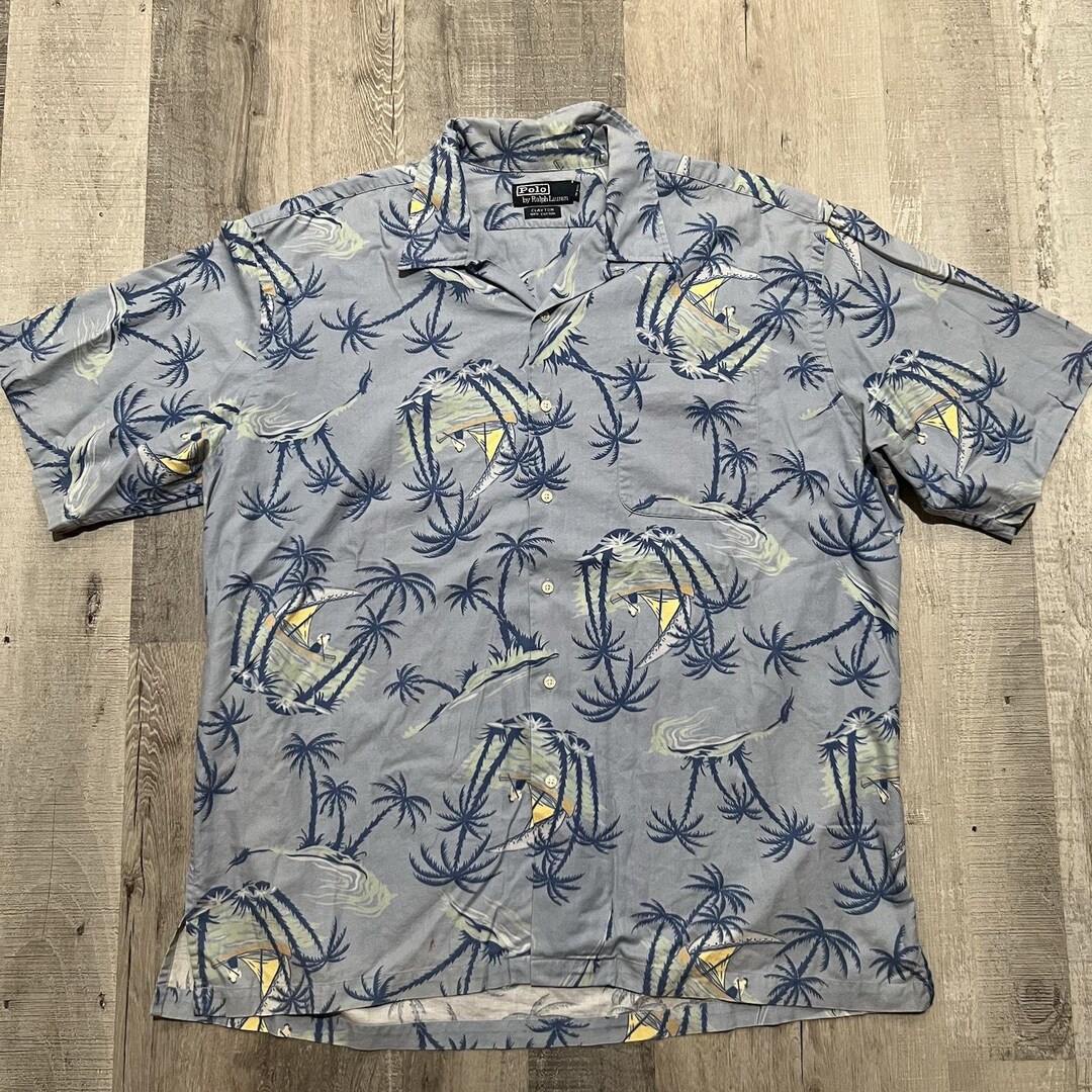 Vintage Polo Ralph Lauren Mens XL Clayton Sailing Hawaiian Canoe Shirt ...