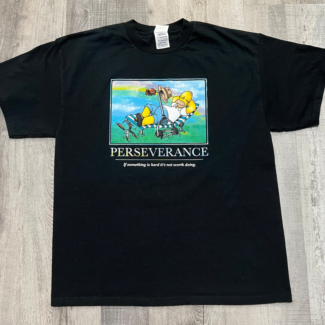 VTG the Simpsons Homer Perseverance Graphic Black 2003 Fox Cartoon T ...