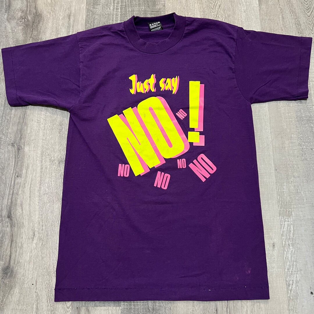 Vintage Just Say No Neon Spell Out 90s NWTH Purple Straight Edge DARE T ...