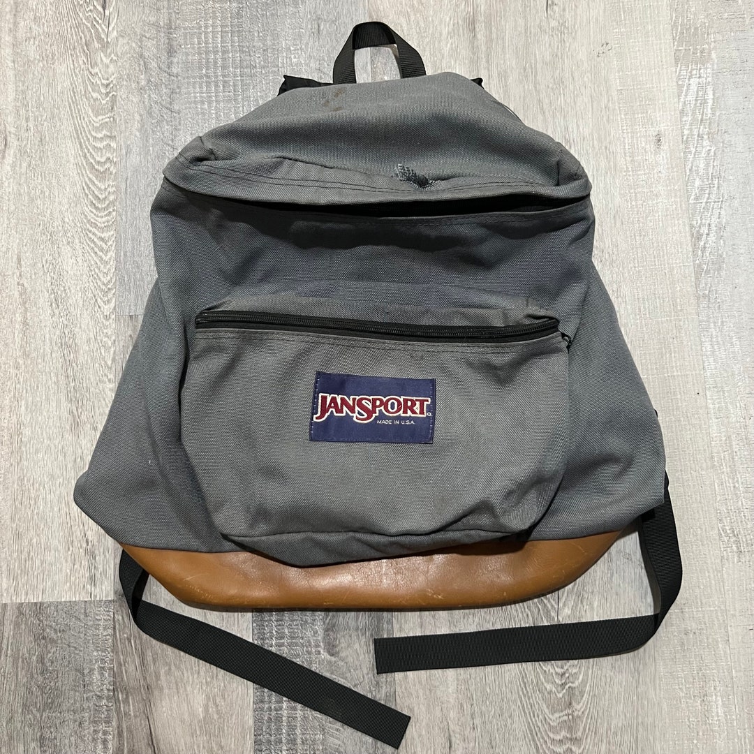 VTG Jansport Grey/brown Leather Bottom 80s/90s USA Hiking Outdoor ...