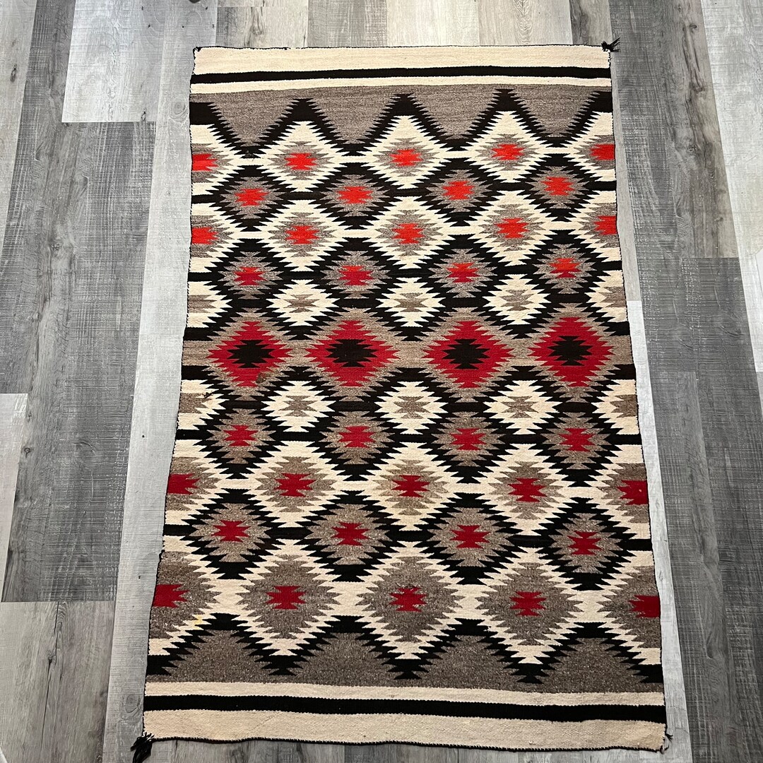 VTG Navajo Ganado 1930s Native American Red/gray Eye Dazzler Antique ...
