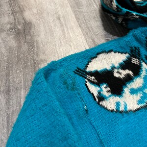 VTG Tejidos Ruminahui Teal Blue Fuzzy Alpaca Wool Hooded Navajo Indian ...