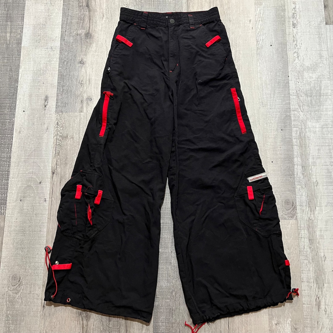 Caffeine VTG 90s Extra Baggy Raver Wide Leg Cargo Cybergoth Rave Pants ...