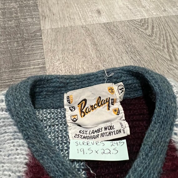 VTG Barclay 60s Mohair/lambswool Fuzzy Burgundy Striped Knit VTG Barclay 60s Mohair/lambswool Fuzzy Burgundy Striped Knit